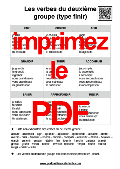 Conjugaison des verbes du deuxième groupe