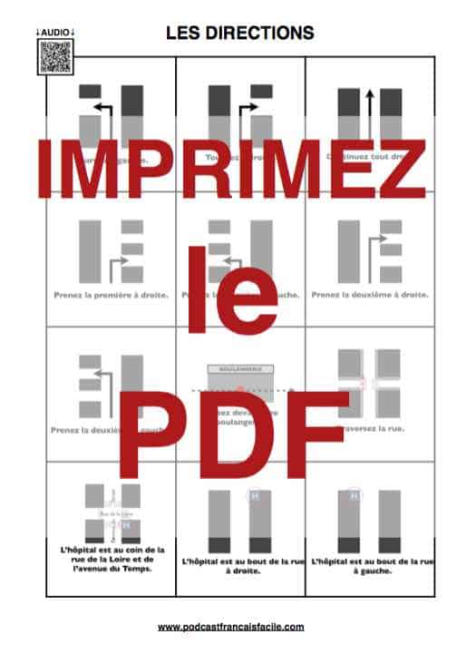Liste de vocabulaire: les directions