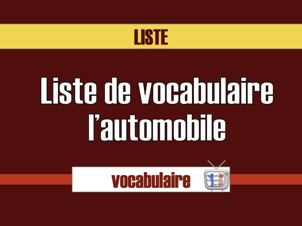 Liste vocabulaire automobile