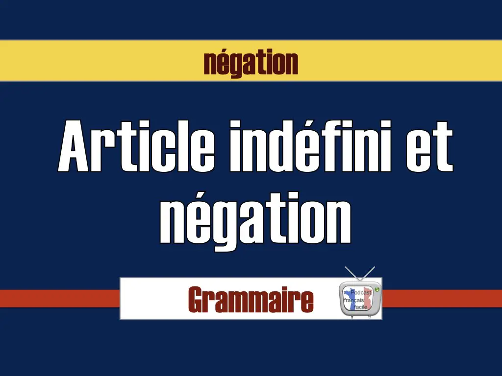 Articles indéfinis et négation
